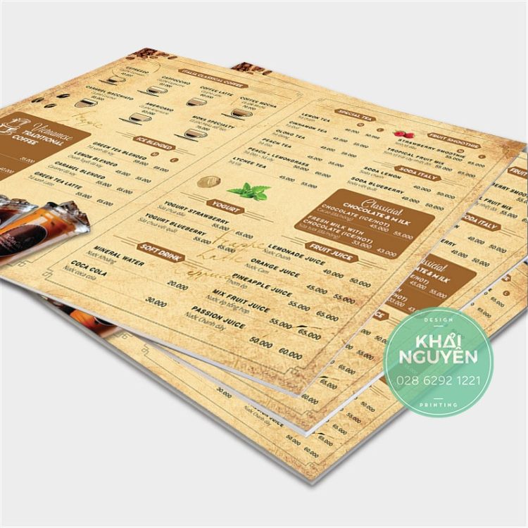 In menu bồi formex(format) - | Thiết kế in ấn Khải Nguyên