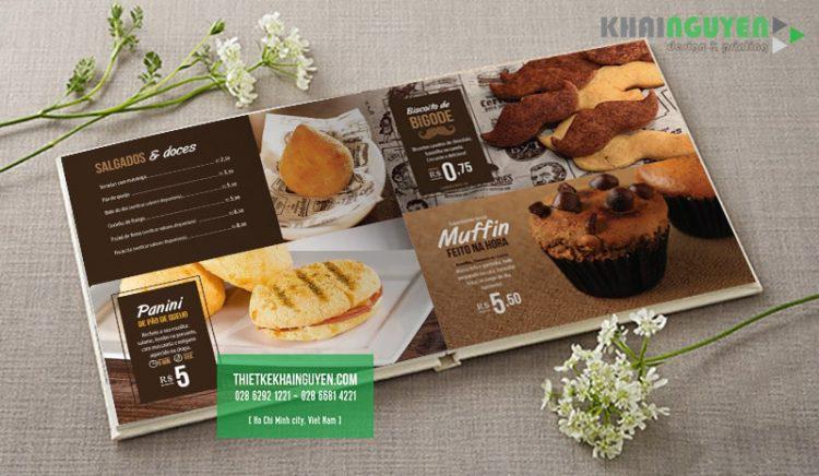 Thiết kế menu café mở phẳng sang trọng và hiện đại.