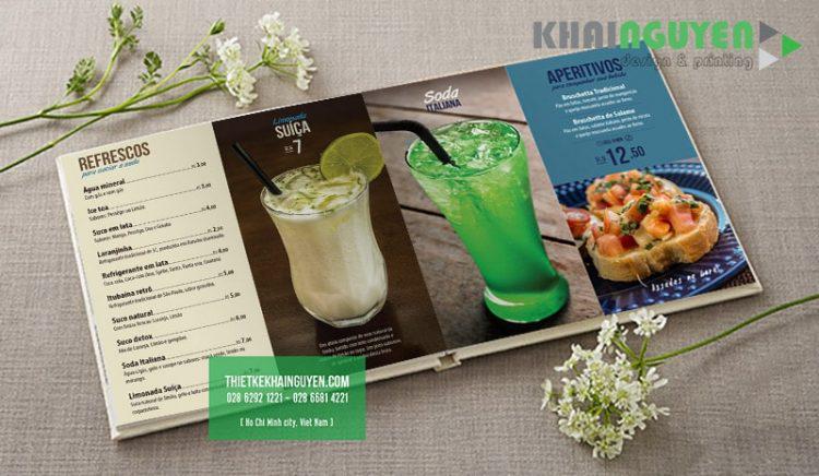 Thiết kế menu café mở phẳng sang trọng và hiện đại.