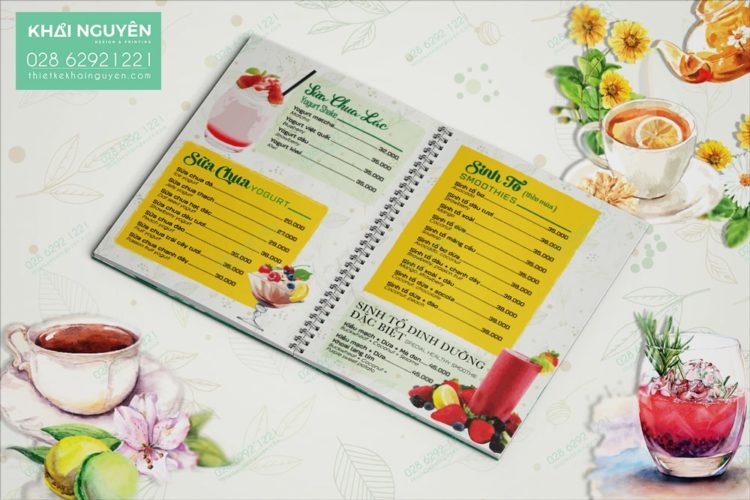 Menu nhựa mỏng như giấy - Menu cafe Phố Xanh.