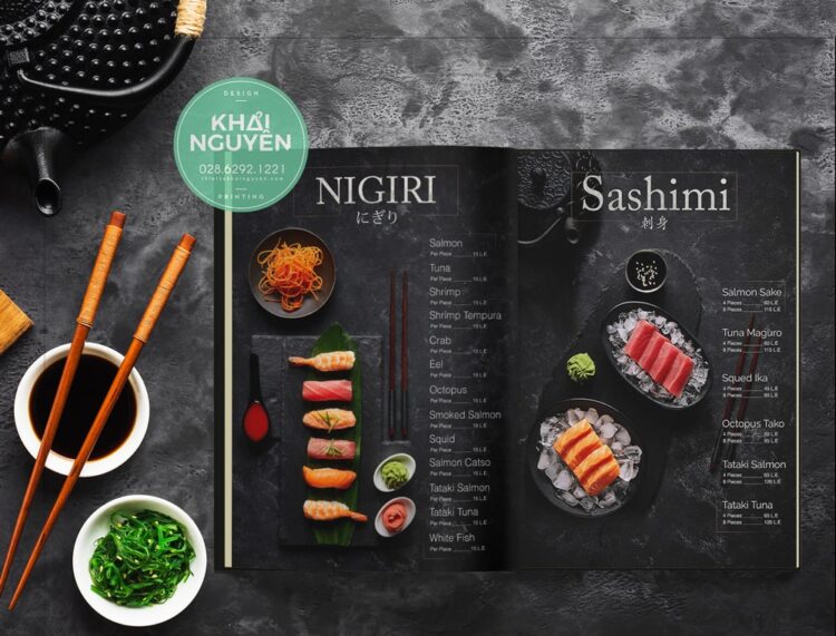 Mẫu thiết menu Sushi đẹp, chuyên nghiệp với ý tưởng đột phá